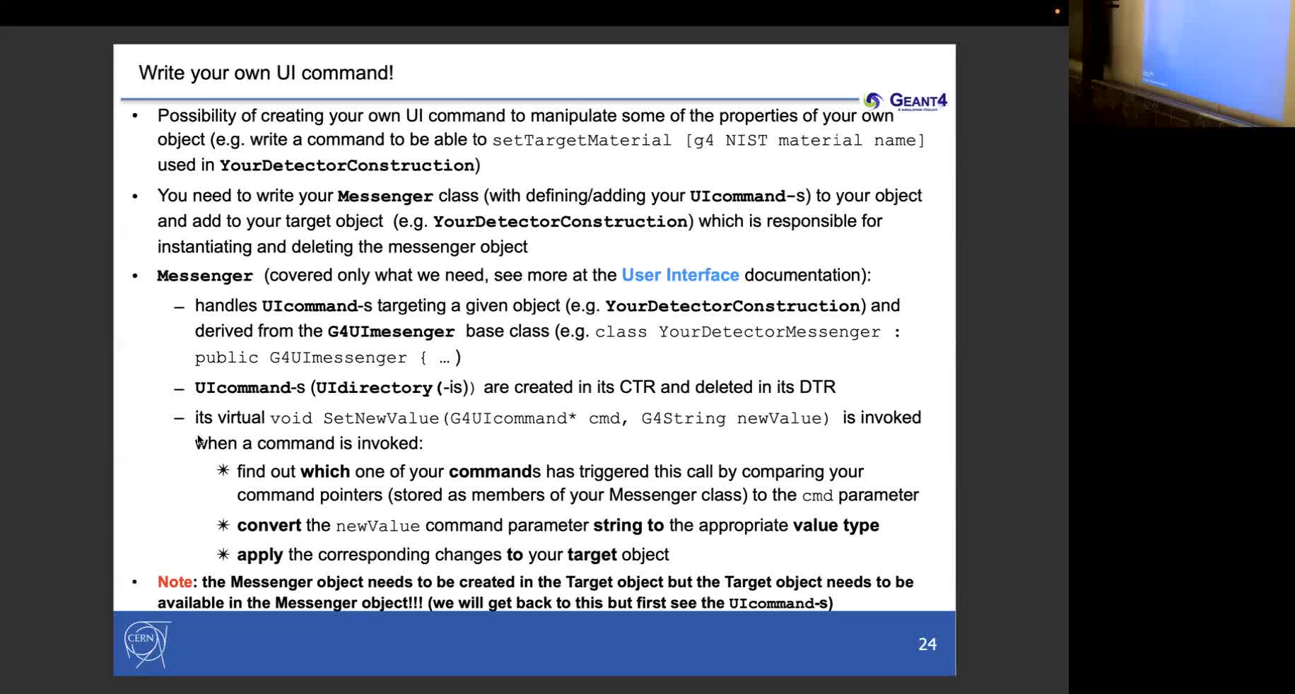 G4FS25 Day-5 Session 2 "Creating custom User Interface commands" · CDS Videos · CERN
