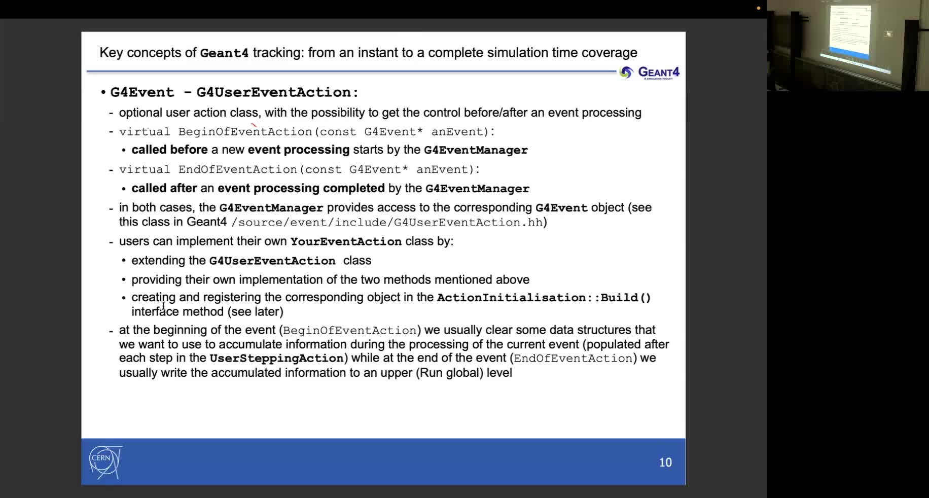 G4FS25 Day 4 Session 2 "Geant4 User Actions - a way to see and record information" · CDS Videos ...