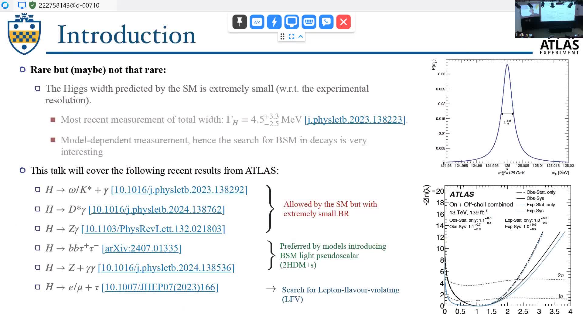 BSM and rare H(125) decays (ATLAS) · CDS Videos · CERN