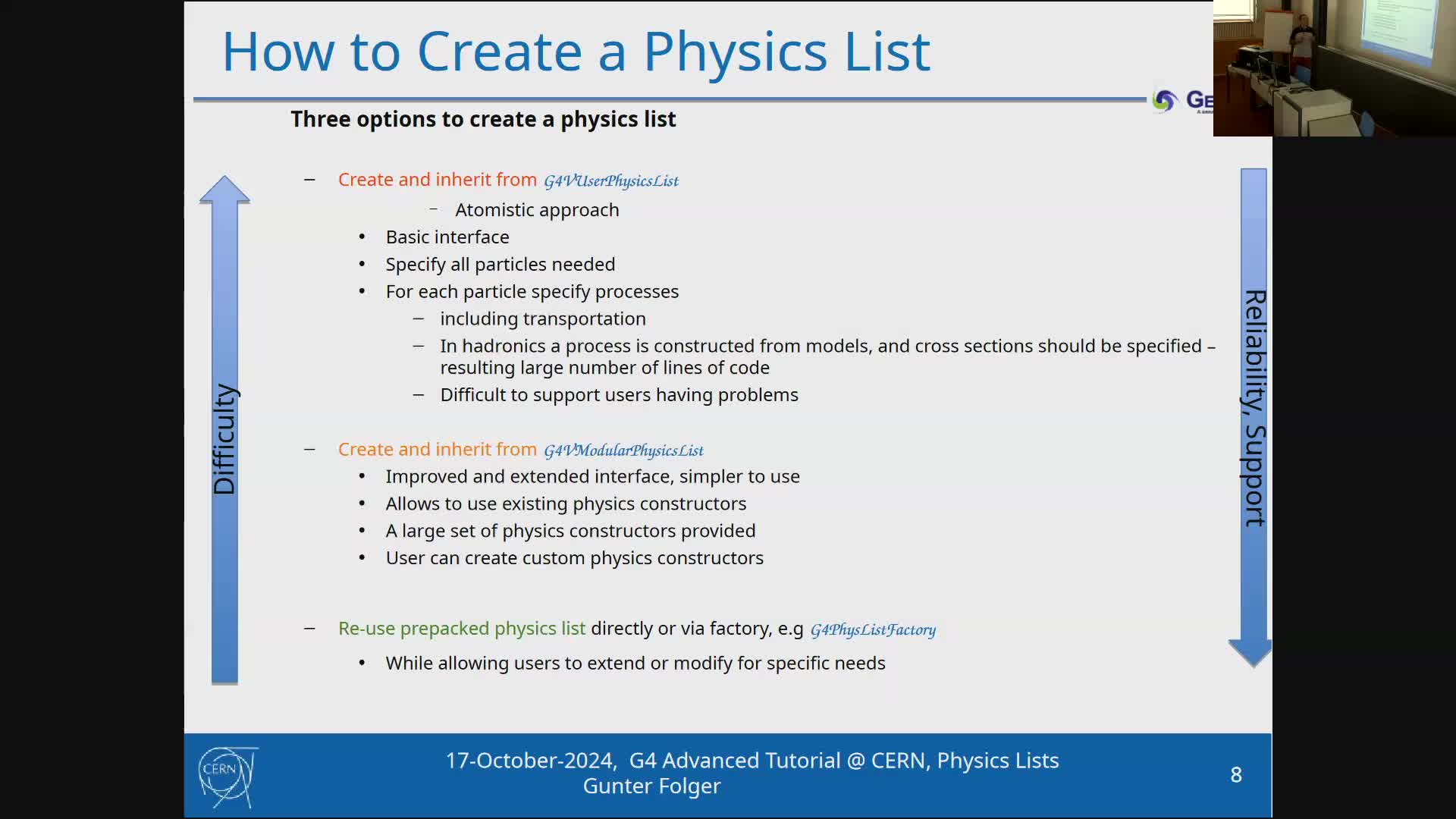 G4Adv24 - "Physics Lists, part 2" lecture Day 5, Lecture 1 at "Geant4 Advanced Course 2024 ...
