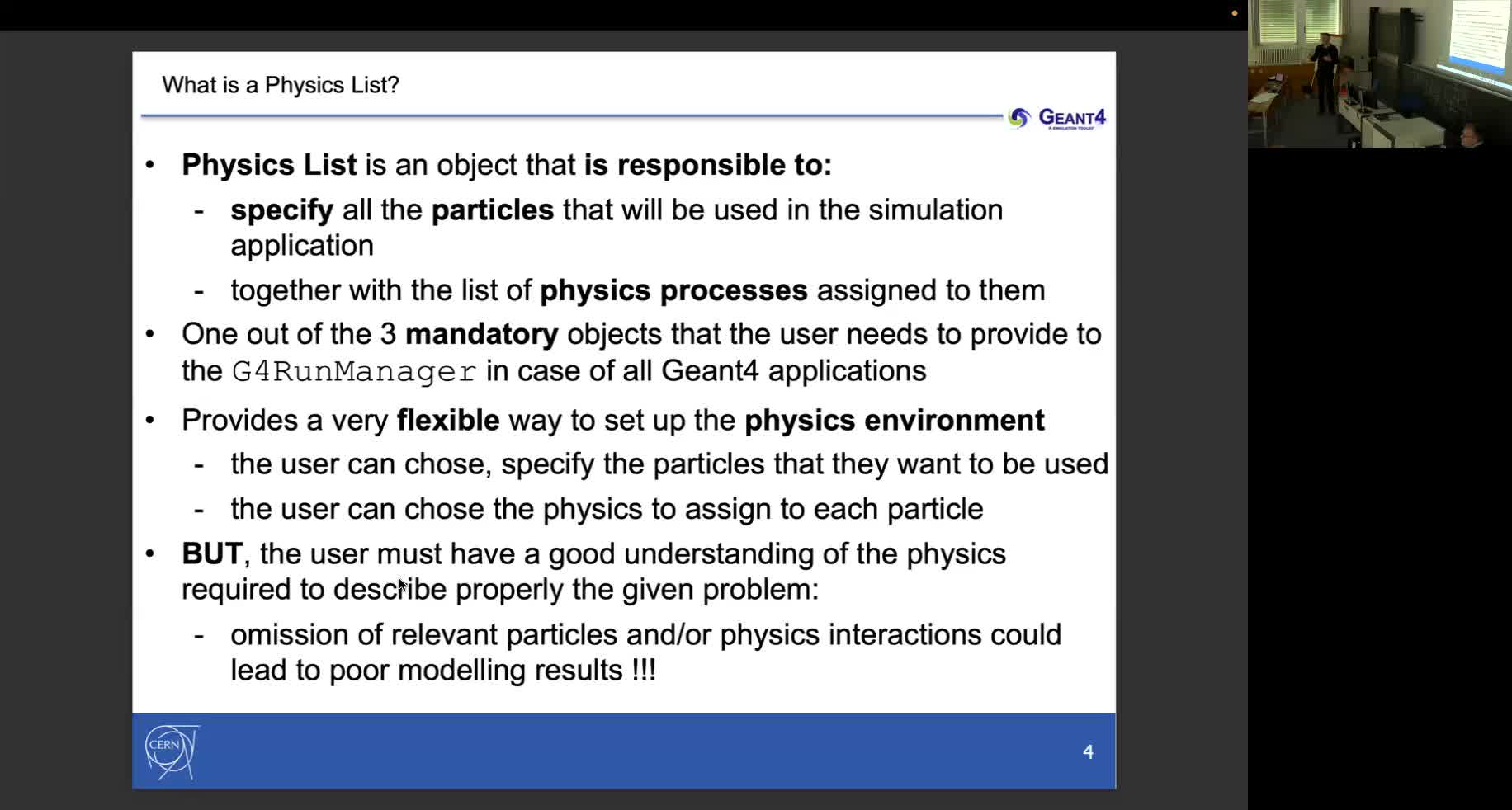 G4FS-25 Day 3 Session 1 - "Introducing, Particles Physics Lists and Primary Generators" in ...
